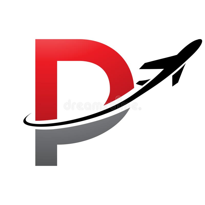 Red and Black Uppercase Letter P Icon with an Airplane Stock Vector ...