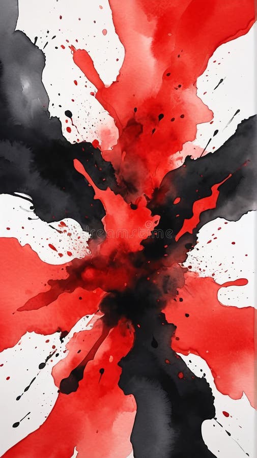 Red and Black Watercolor Explosion a Dramatic Abstract Art Print Stock ...