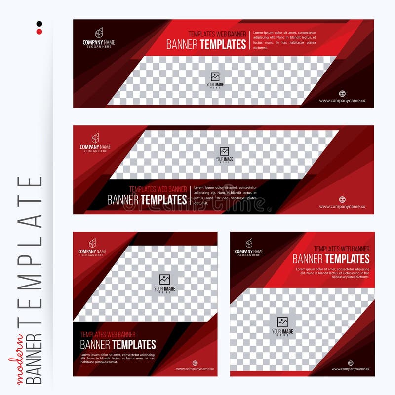 Red and Black Web Banners Templates, Standard Sizes with Space for ...