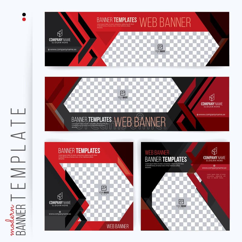Red and Black Web Banners Templates, Standard Sizes with Space for ...
