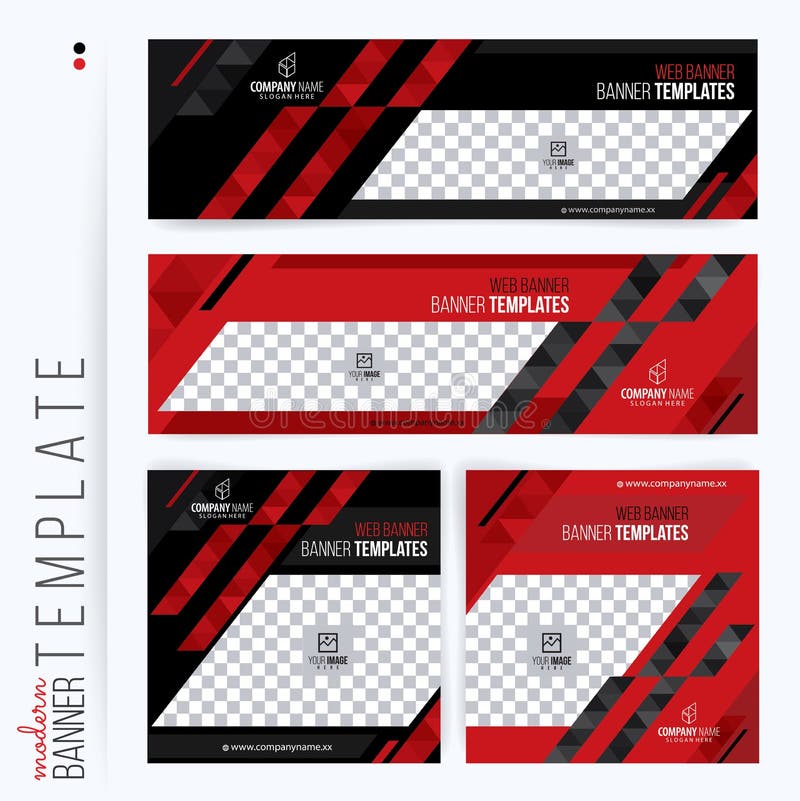 Red and Black Web Banners Templates, Standard Sizes with Space for ...