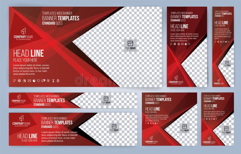 Red and Black Web Banners Templates, Standard Sizes with Space for ...