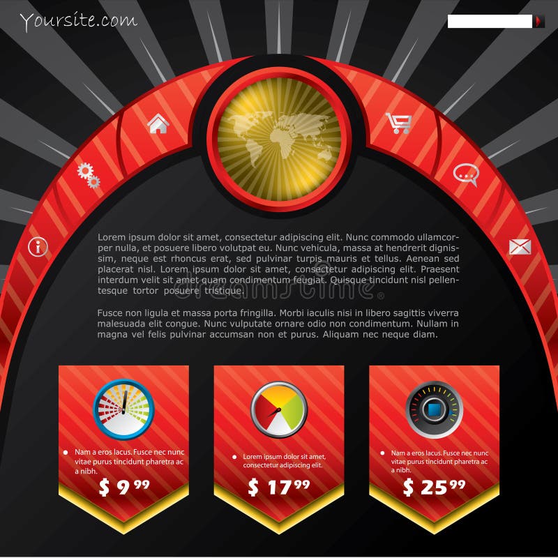 Red and Black Website Concept Stock Vector - Illustration of button ...