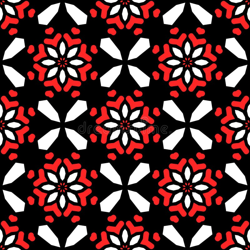 Red Black and White Abstract Geometric Floral Shapes Pattern Stock ...