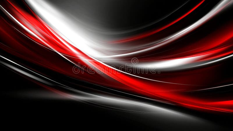 Red, Black, and White Abstract Shapes, Curved in Nature, Come Together ...
