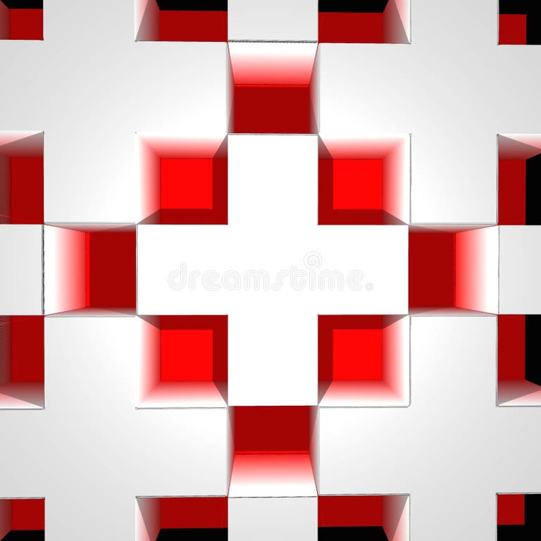 Red Black and White 3D Illustration Cross Exploding Layers Stock ...