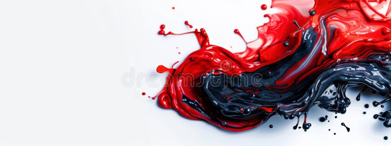 A Red, Black, and White Liquid Forms a Swirl Down the White Surface S ...
