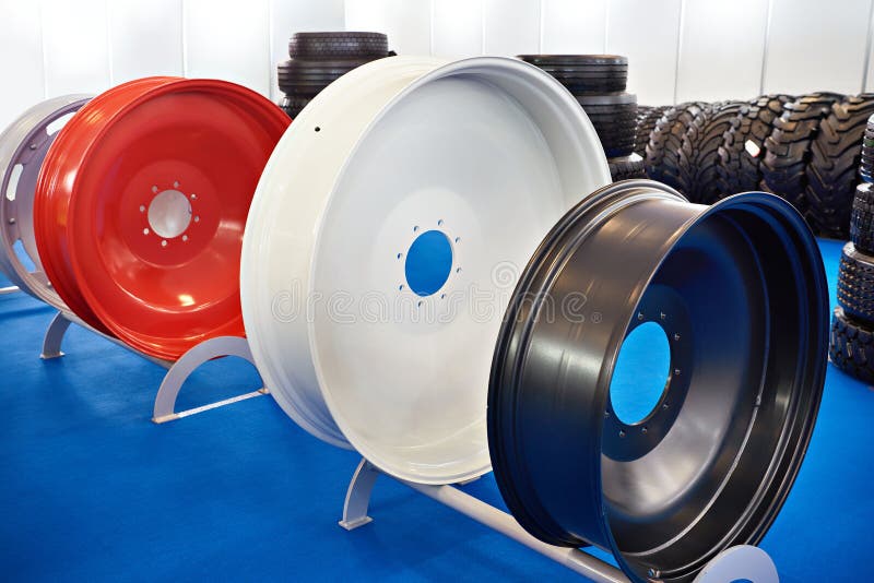 Red, Black and White Pressed Rims for Tractor Stock Image - Image of ...