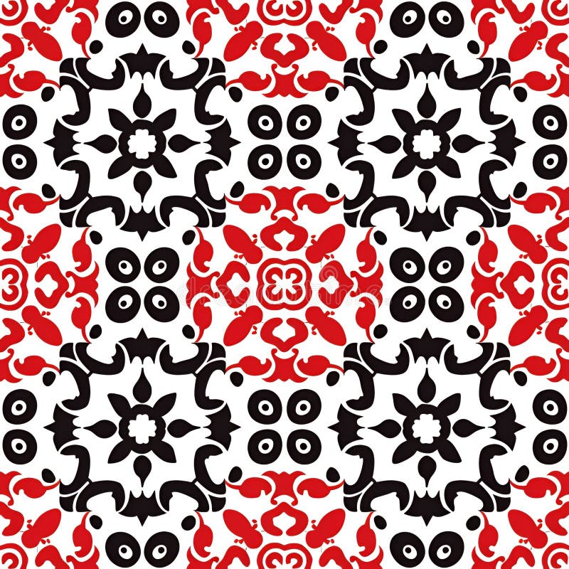 Red Black and White Tile Pattern Stock Illustration - Illustration of ...
