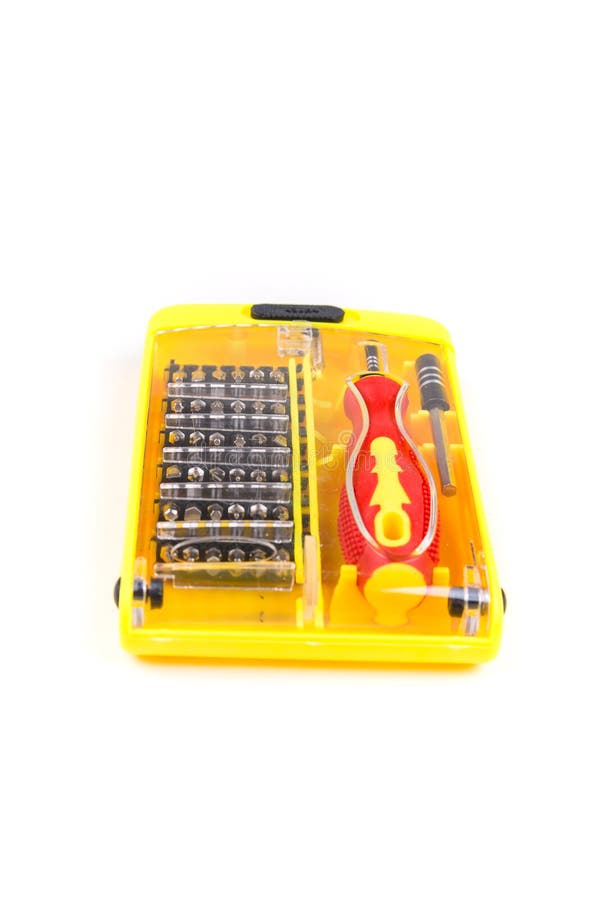 Red Black and Yellow Screwdriver and Tool Bits Stock Photo - Image of ...