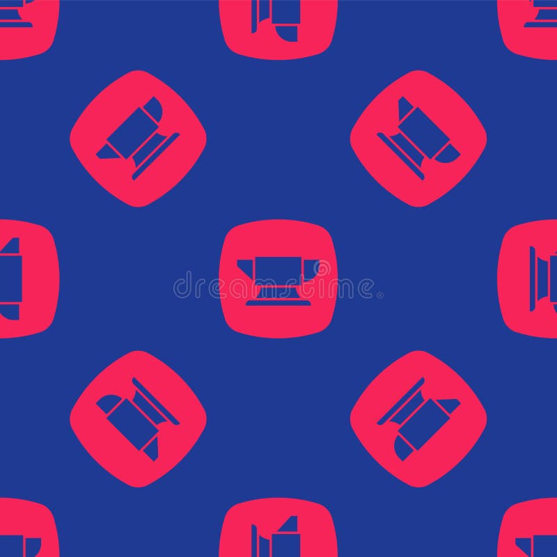 Red Blacksmith Anvil Tool Icon Isolated Seamless Pattern on Blue ...