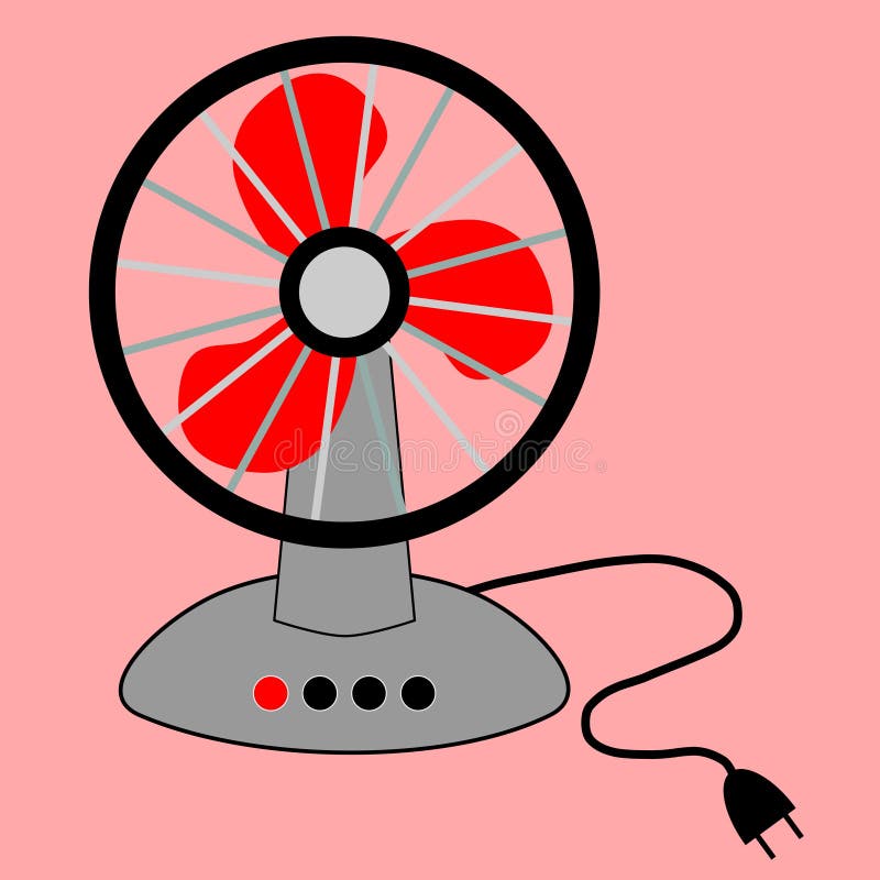 Red Blade Electric Fan in Simple Style Stock Vector - Illustration of ...