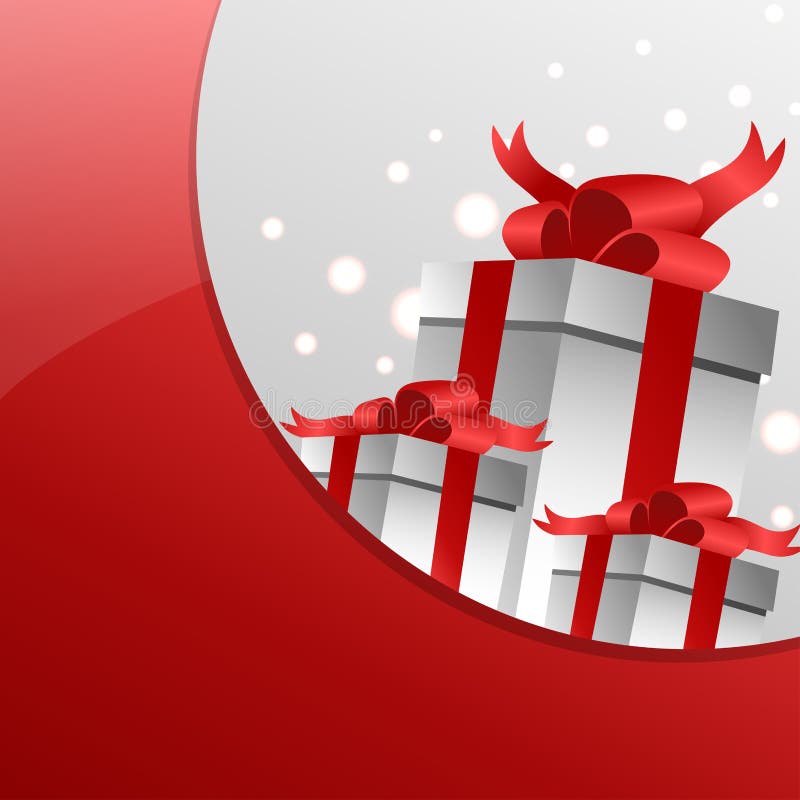 Red banner with gift boxes stock vector. Illustration of lights - 104488165