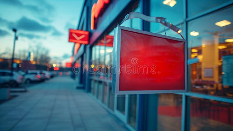 A Red Blank Sign Hanging Outside a Store Stock Illustration ...