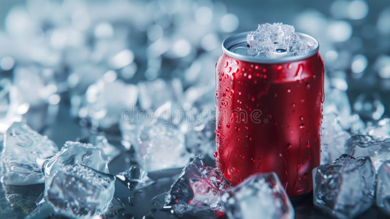 Red Blank Soda Can Drink in Crushed Ice Cubes Stock Illustration ...