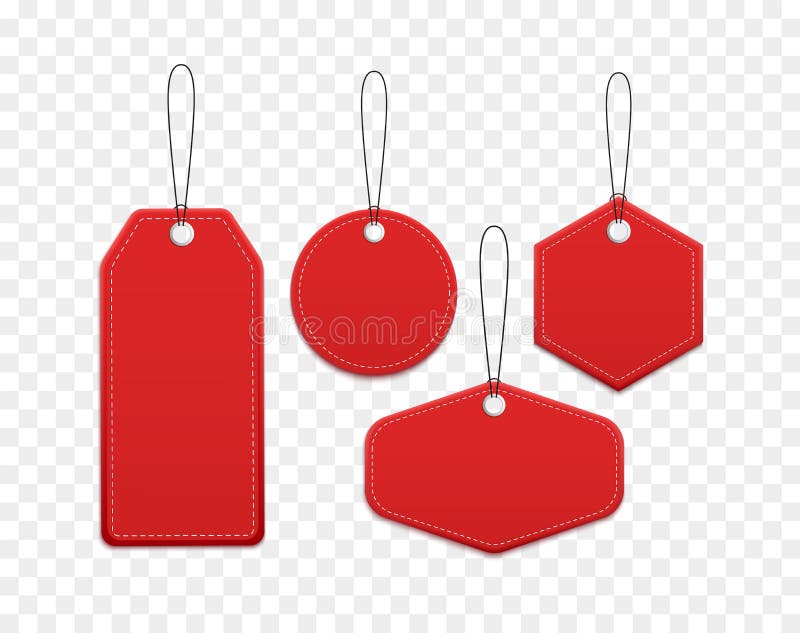 Red Blank Tags, Labels or Badges are Isolated. Different Shape Curved ...