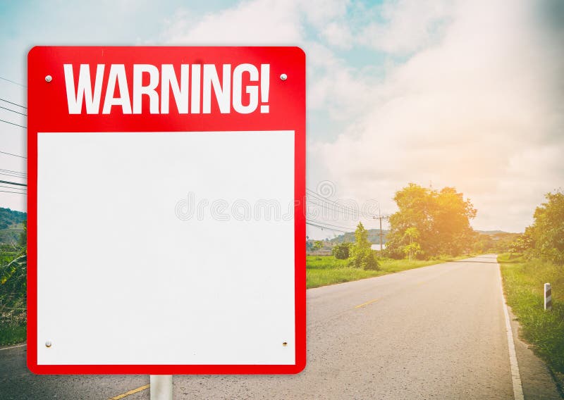 Blank Red Warning Sign on Gray Background. Stock Photo - Image of ...