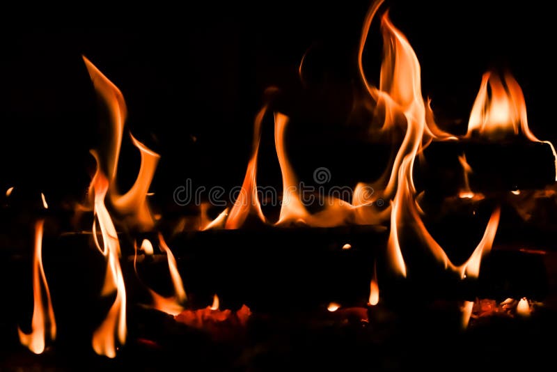 Red Blaze Fire Flame On A Black Background Stock Image - Image of ...