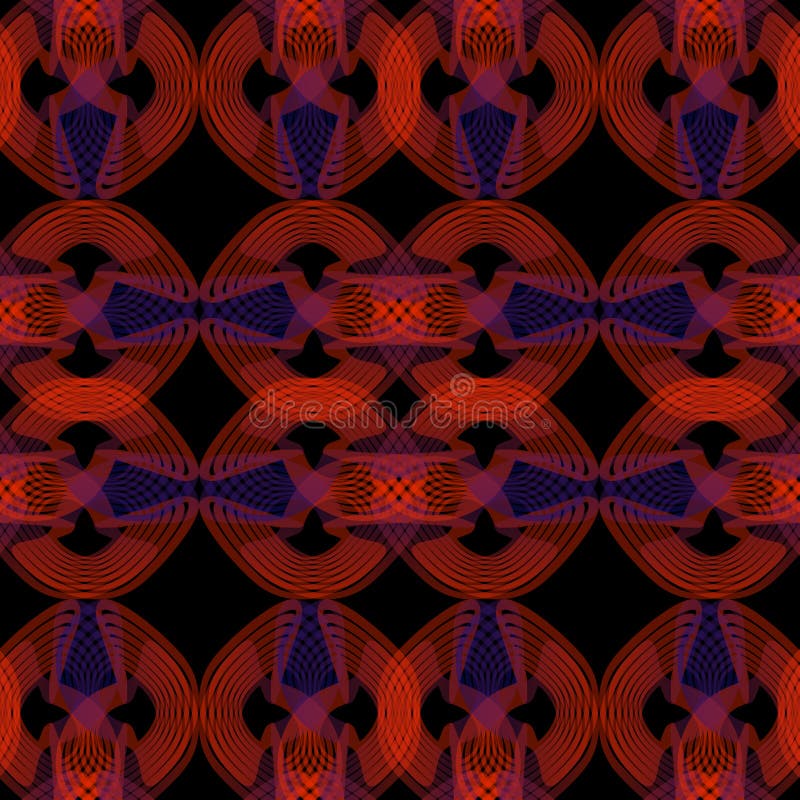 Red Blend Abstract Shapes on Black Background, Seamless Classical ...