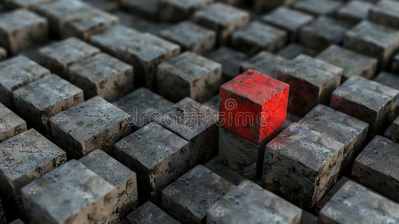 A Red Block is Standing Out in a Group of Grey Blocks Stock Image ...