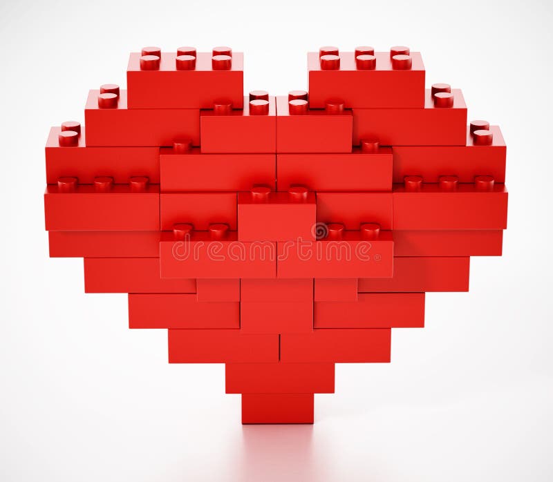Red Blocks Forming a Heart Shape. 3D Illustration Stock Illustration ...
