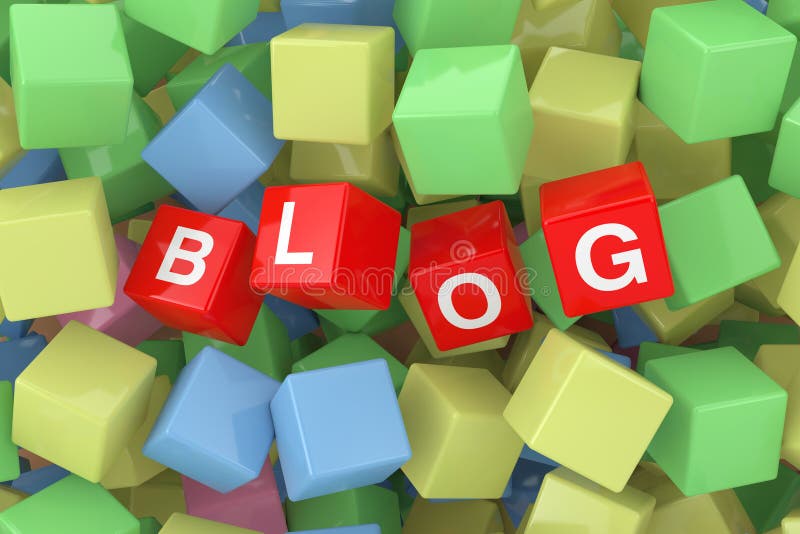 Red Blog Cubes in Heap of Multicolour Cubes. 3d Rendering Stock ...