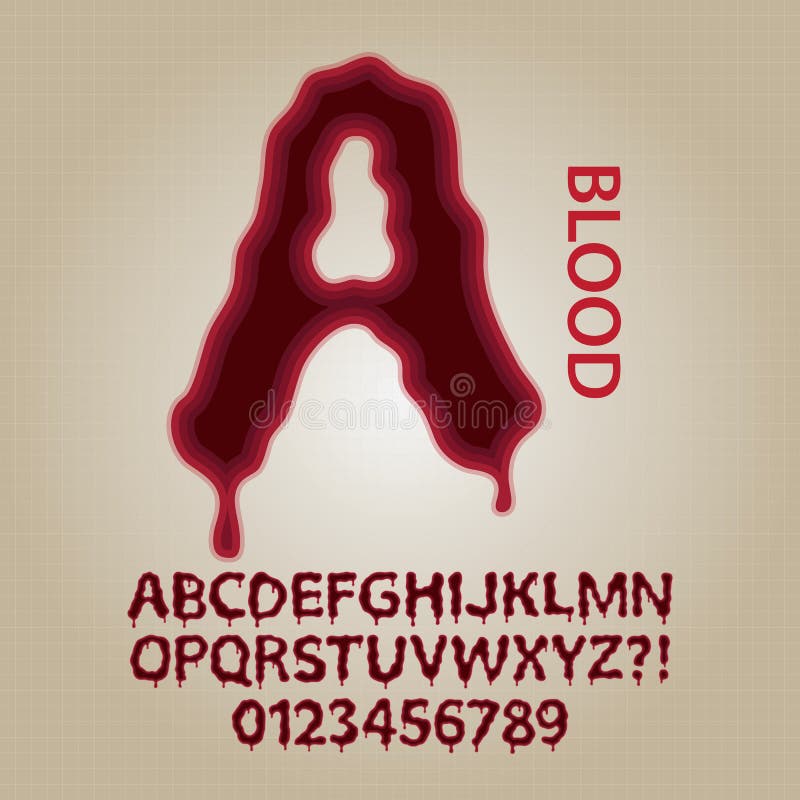 Red Blood Alphabet and Numbers Vector Stock Vector - Illustration of ...