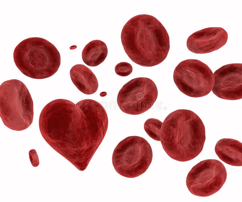 Red Blood Cells Render with Heart Shaped Cell Stock Illustration ...