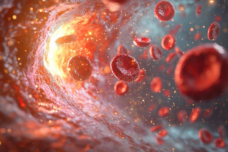 Red Blood Cells Actively Circulating and Flowing through Blood Vessels ...