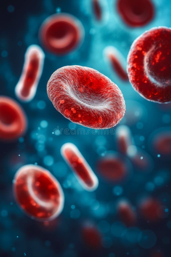 Red Blood Cells in a Blue Background Stock Illustration - Illustration ...
