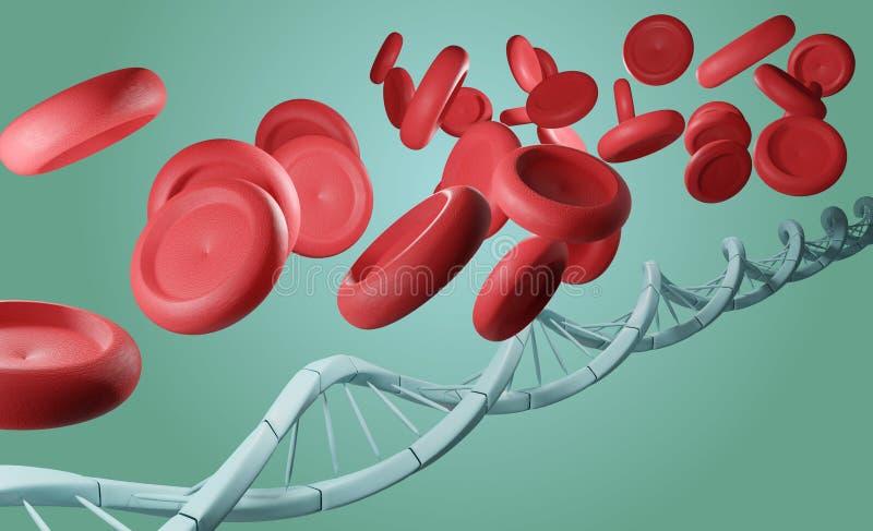 Red Blood Cells and DNA 3d-illustration Stock Illustration ...