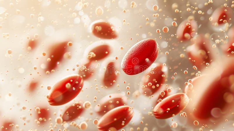Red Blood Cells Float Freely in a Liquid Medium. Smaller Bubbles and ...