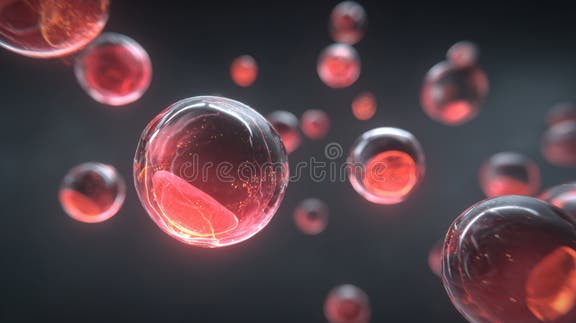 Microscopic View of Red Blood Cells Floating in Plasma with a Dark ...