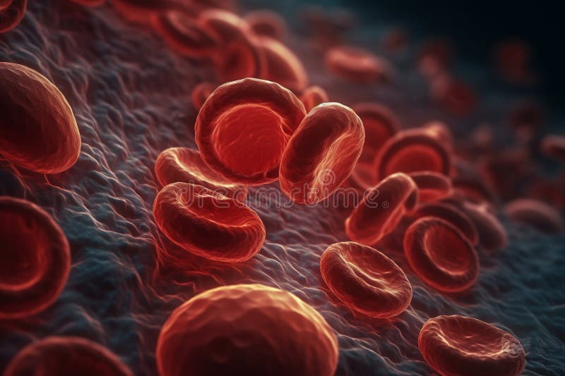 Red Blood Cells Floating into the Blood Flow, Hyperrealistic Microscope ...