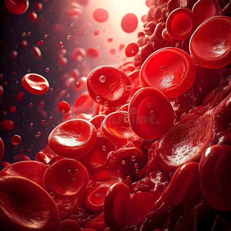 Red Blood Cells Flowing through Vein with Bright Light Stock ...