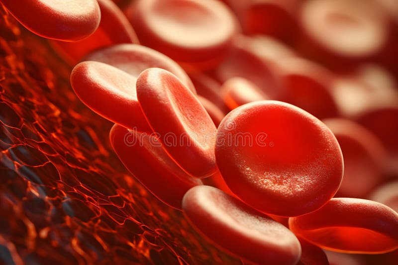 Red Blood Cells Flowing in a Vessel Stock Illustration - Illustration ...