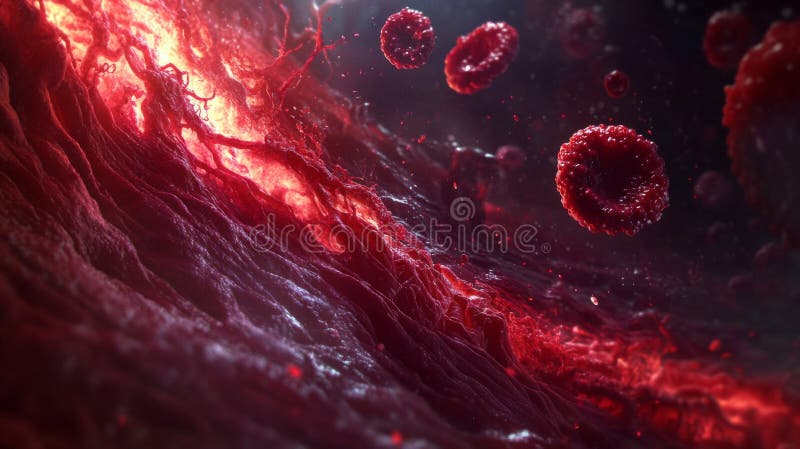 Red Blood Cells Flowing through a Vessel Stock Illustration ...