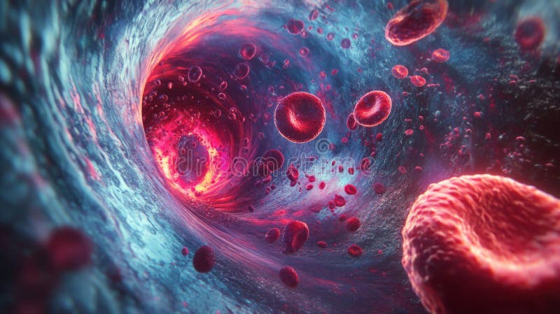 Red Blood Cells Flowing through a Vessel Stock Illustration ...