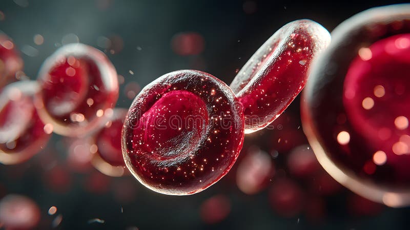 Macro Shot of Red Blood Cells Flowing in Bloodstream with Glowing ...