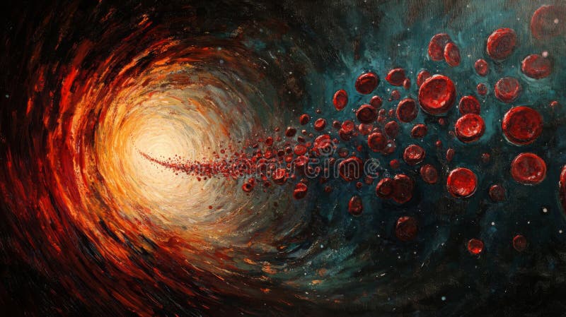 Red Blood Cells Journey through a Cosmic Vortex Stock Illustration ... Red Blood Cells Journey through a Cosmic Vortex Stock Illustration ...