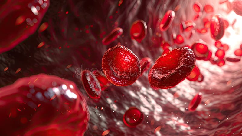 Red Blood Cells Move through a Blood Vessel Stock Illustration ...
