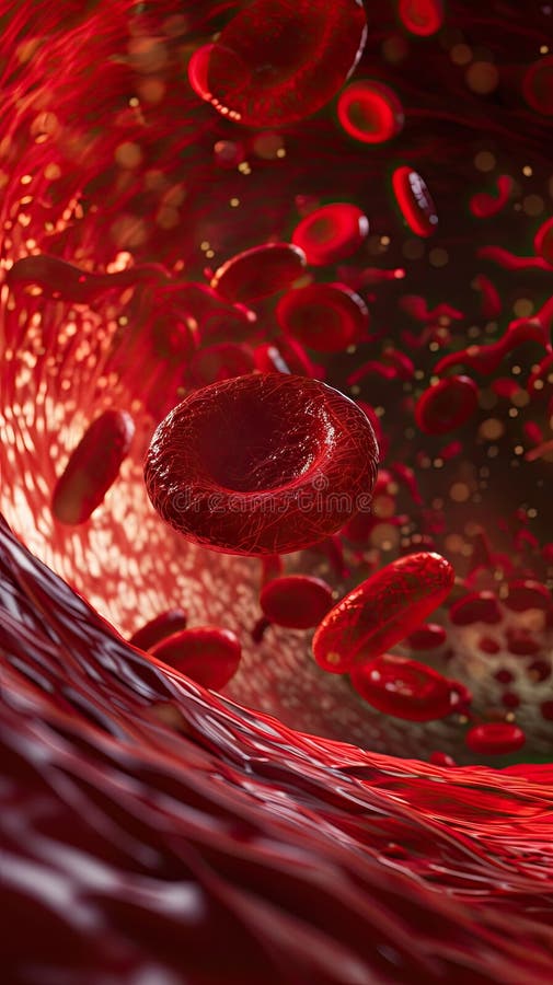 Red Blood Cells Move through a Blood Vessel Stock Illustration ...