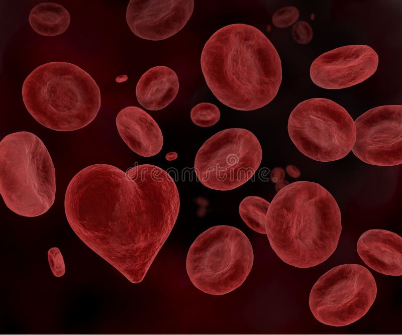 Red Blood Cells Render with Heart Shaped Cell Stock Illustration ...