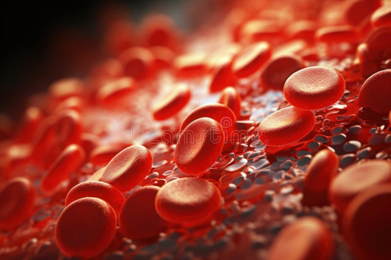 Red Blood Cells Under Microscope, Scientific Illustration. Generative ...