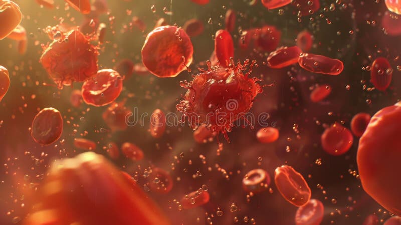 Red Blood Cells and Virus Illustration Stock Image - Image of ...