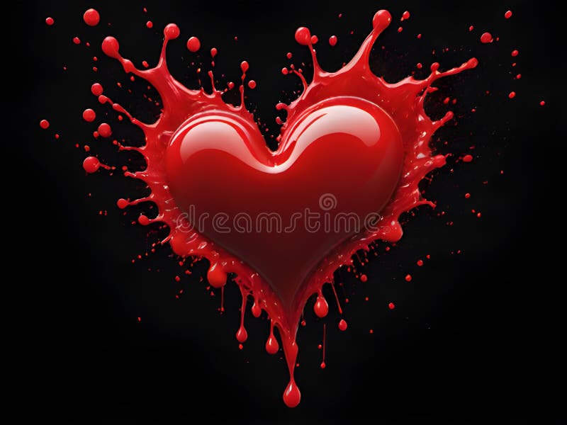 Red Blood Drop on the Heart Stock Illustration - Illustration of heart ...