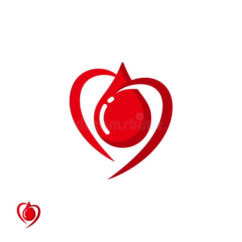 Red Blood Drop Isolated on Heart Shape. Blood Donor Volunteer Vector ...