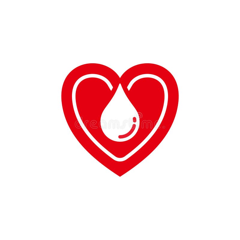 Red Blood Drop Isolated on Heart Shape. Blood Donor Volunteer Vector ...