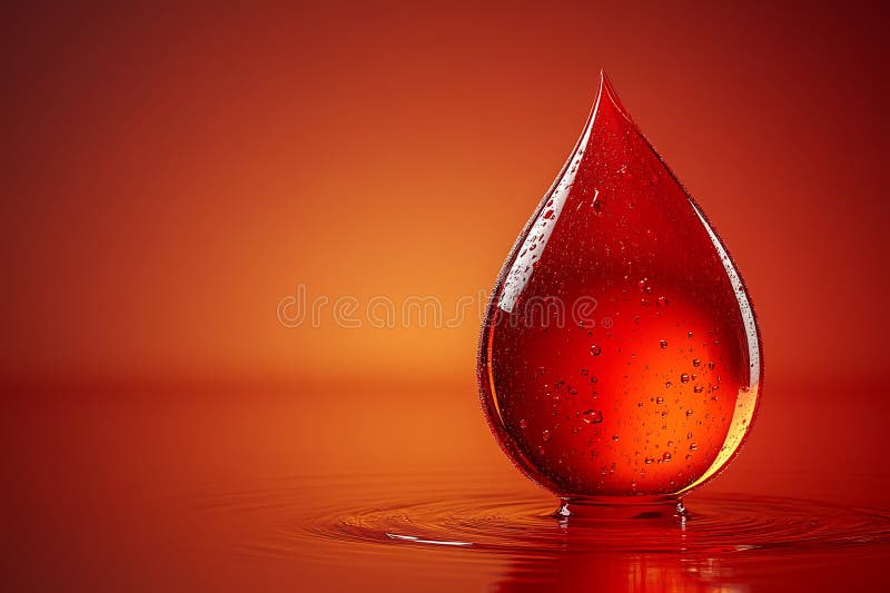 Red Blood Drop Splashing into Water Creates Ripples in Vivid Orange ...