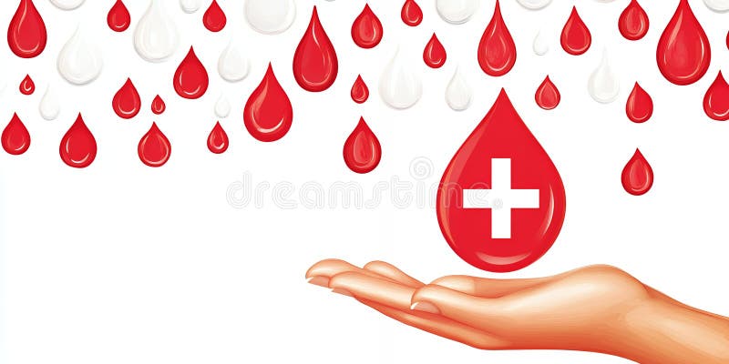 Red Blood Drops Falling Onto an Open Hand Stock Illustration ...